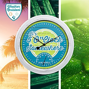La Crosse Technology 433-3841MV2T 15.75" Indoor/Outdoor Quartz Clock with Temp-Margaritaville It’s 5 O’Clock Somewhere