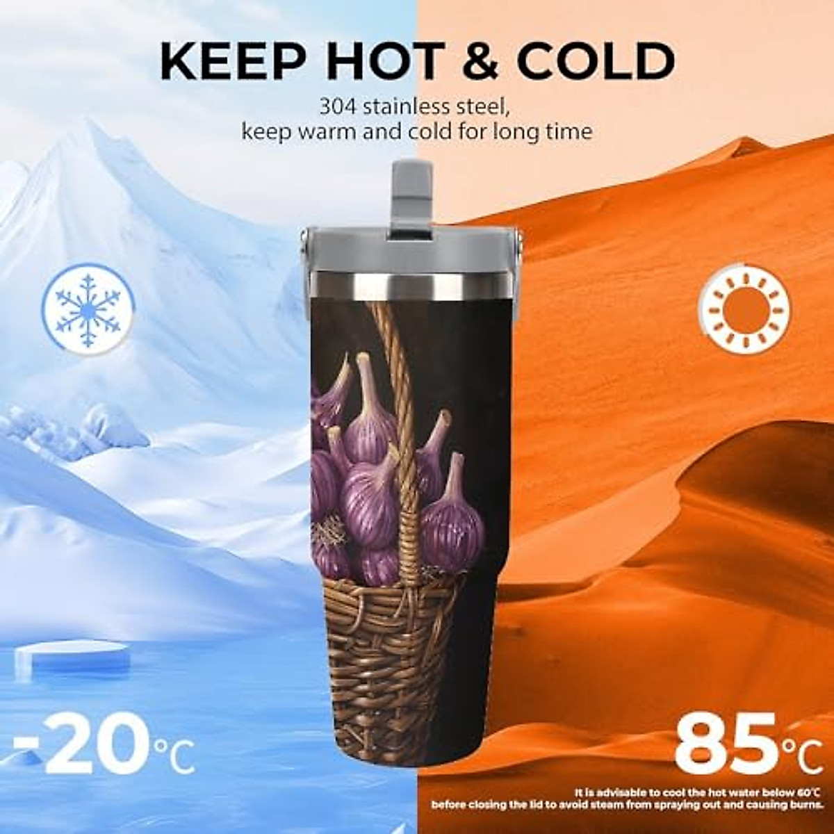 SYJTGDE Large Capacity Car Cup Garlic in Flower Basket Fashionable Upgrade Car Cup Advanced And Beautiful Travel Cup