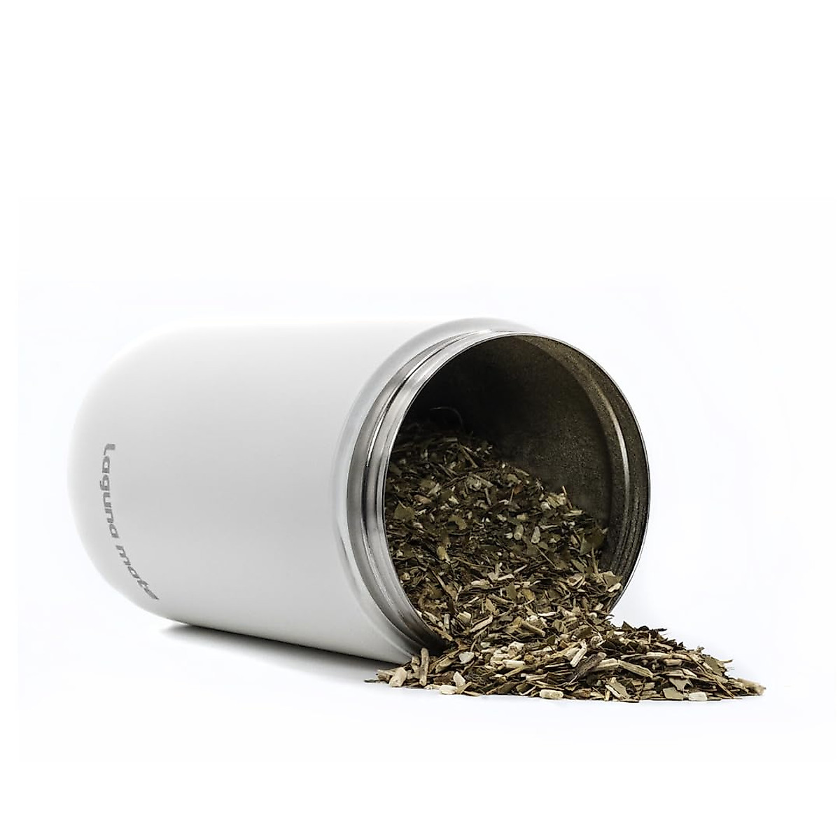 Laguna Mate Yerbero Yerba Mate Container with Easy to Open Twist Cap and Pour Spout - Container for Sugar and Coffee Dispenser - Yerbero Para Mate - Yerbera de Mate (White)