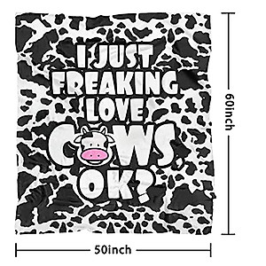CusFuk Cute Cow Throw Blankets All Season Bed Blanket Decorative Home Farm Decor Gift Blanket 50x60 Inch with Socks for Girls Women Black-cow 50 inch x60 inch