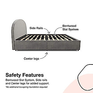 Mr. Kate Moon Upholstered Bed with Storage, Queen Size Frame, Light Gray Velvet