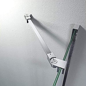 40cm / 15.7" Stainless Steel Frameless Shower Door Fixed Panel Wall-to-Glass Support Bar for 1/4" to 3/8" Thick Glass by M-Home (400mm, Chrome)