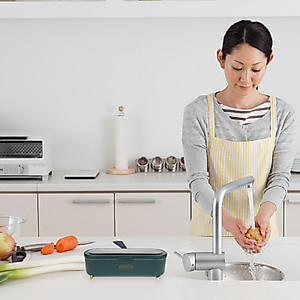 Hemoton Kitchen Utensil Holder Flatware Tray with Lids Plastic Cutlery Storage Box Kitchen Cutlery Utensil Drawer Organizer with Cover Silverware Countertop Storage Containers (Green)