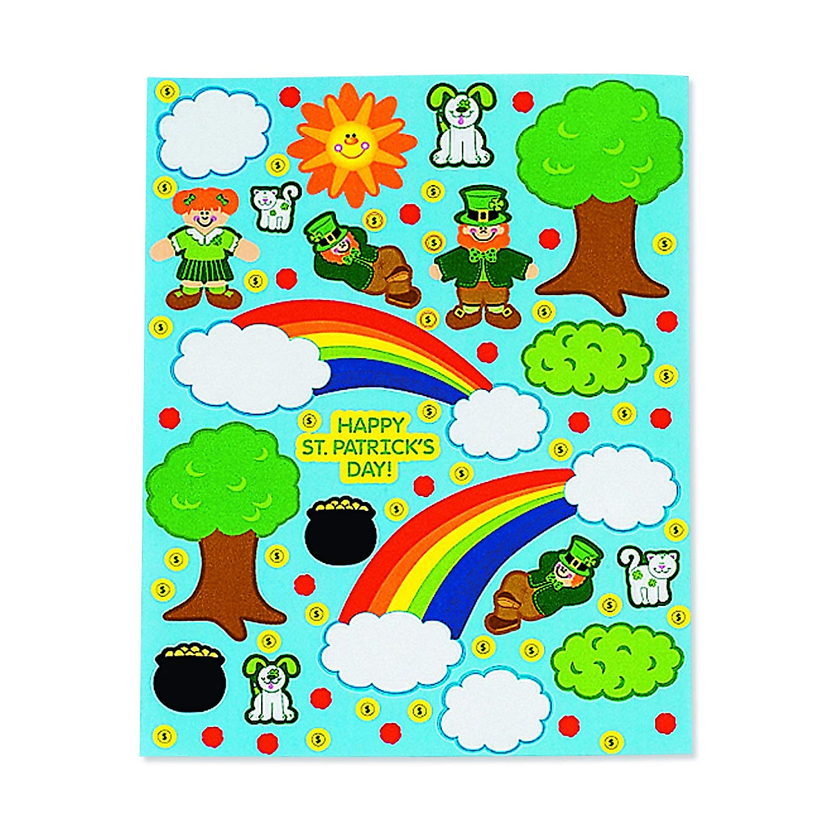 Fun Express Shamrock St. Patrick's Day Sticker Scenes (Makes 12) Kids DIY Arts & Crafts, Classroom Supplies