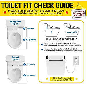 VOVO VB-6100SR Electric Smart Bidet Toilet Seat with Dryer, Heated Toilet Seat, Warm Water, LED Nightlight, Self Cleaning Nozzle - White, Round