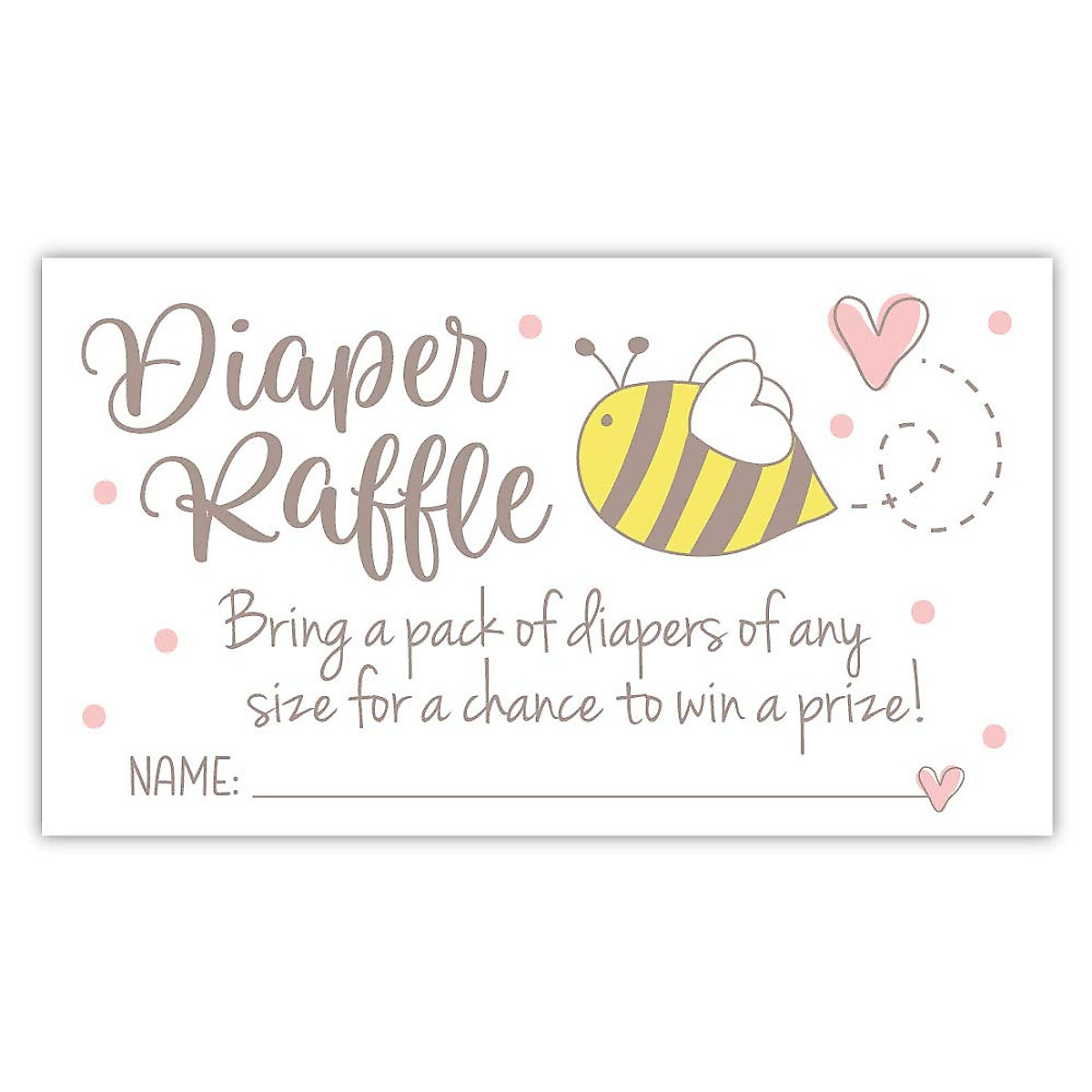50 Baby Bee Diaper Raffle Tickets for a Girl or Gender Neutral Baby Shower - Invitation Inserts - Mom to Bee Baby Shower