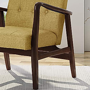 Christopher Knight Home Conrad Fabric Mid-Century Birch Club Chair, Wasabi and Dark Espresso, Mustard