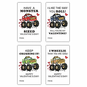 Valentine's Day Gift Tags Stickers, Car and Truck Theme Valentine Self Adhesive Stickers(40 Pack), Happy Valentine's Day Gift Wrapping Labels Decorations and Supplies for Boys Girls(QRJBGJ-003)