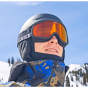 Giro Roam Asian Fit Ski Goggles - Snowboard Goggles for Men, Women & Youth - Black Wordmark Strap with Amber Scarlet/Yellow Lenses