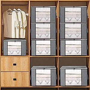 Rumia 3 Packs Clothes Storage with Reinforced Handle,27.55x11.81x19.68 IN Foldable Closet Organizers and Storage for Bedroom,Durable Clothing,Comforters,Bedding,Toys,Blankets Storage Bags 105L（Extra-large)）