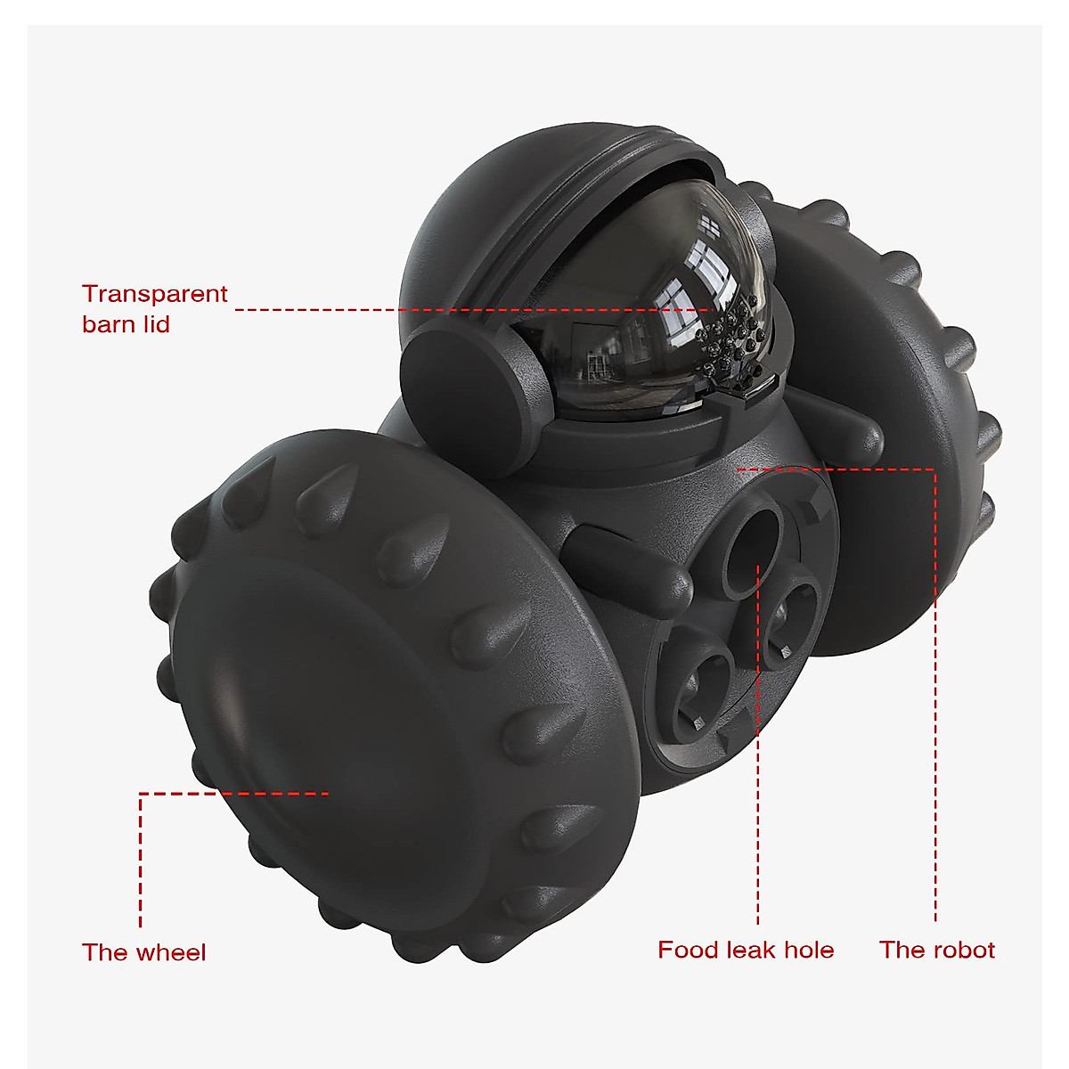 for Small Dry Treat Dog Food Toy Interactive, Robot Food Dispensor Treat Toy, Interactive Cat Treat Toy, Dog Food Puzzle Feeder, Slow Feeder Cat Treat Puzzle Toys for Small Medium Dogs/Cats (Black)