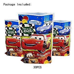 ALLPICK 30PCS Race Cars Lightning McQueen Plastic Treat Bags Birthday Party Favor Bags Party Gift Goody Bags for Kids Birthday