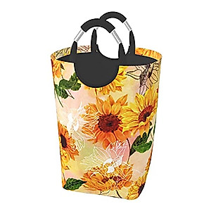 Dirty Clothes Baskets,Laundry Baskets, Beautiful Sunflower Patterns,Waterproof Oxford Fabric,Strong And Durable,Can Also Be Used To Store Toys And Other Items.