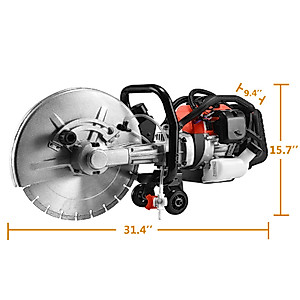 JACKCHEN Concrete Saw, 2 Stroke cutting saw, 14 in Gas Powered Cut Off Saw, Gasoline Circular Saw with EPA certificate