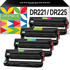 GREENBOX (NO Toner Compatible DR221 Drum Unit Replacement for Brother DR221CL DR221 DR-221 for HL-3140CW HL-3170CDW MFC-9130CW MFC-9330CDW MFC-9340CDW Printer (1Black 1Cyan 1Magenta 1Yellow)