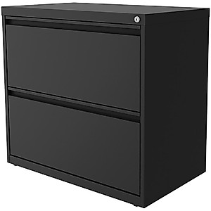 Hirsh 30 inch Wide 2 Drawer Lateral 101 File Cabinet in Charcoal, Fully Assembled