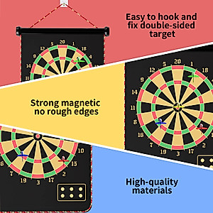 Mixi Magnetic Dart Board for Kids, Outdoor Toys Kids Games Double Sided Dart Board Games Set for Boys with 12 Darts, Best Toys Gifts for Teenage Boys Girls Age 5 6 7 8 9 10 11 12 13 14 15 16 Years