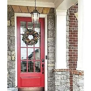 The Gathering Garden Fern and Flower. Dried Cockscomb & Strawflower Floral Spring Summer Fall Wreath 22 inch for Front Door.