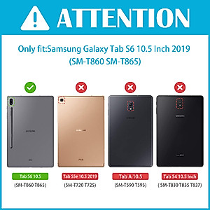 ProCase Galaxy Tab S6 10.5” 2019 Case with S Pen Holder (Model SM-T860/T865/T867), Rugged Heavy Duty Shockproof Case with Hand Strap Rotating Kickstand Protective Cover Case –Black