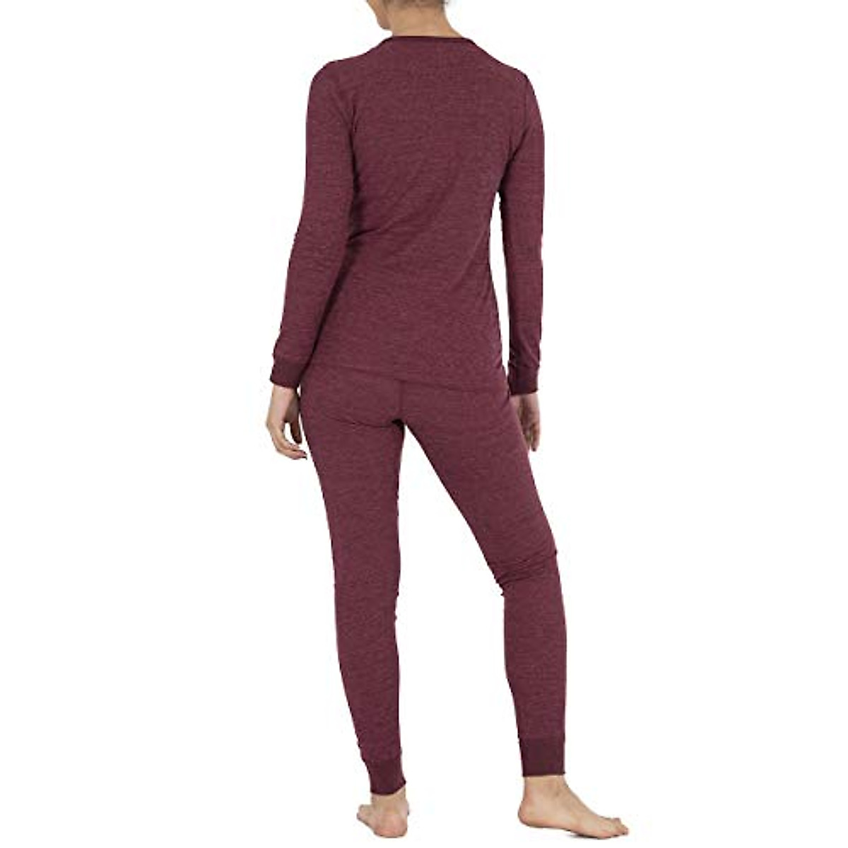 Fruit of the Loom Women's Micro Waffle Premium Thermal Set, Merlot Heather, Large