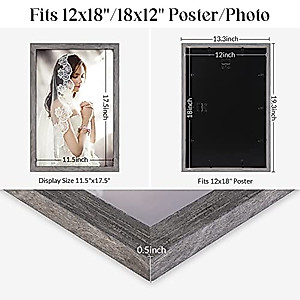 Natural 12x18 Frame Rustic Grey, Retro 18x12 Picture Frame, Gray 12 by 18in Canvas Poster Frame, Large Gallery Concert Portrait Photo Frame, Anniversary/Wedding/Birthday/Thank you/Christmas Gift