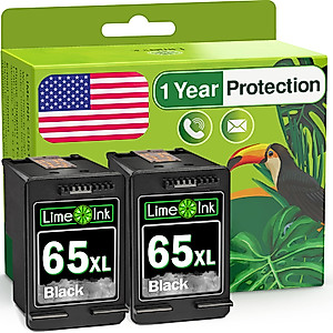 Limeink 2 Remanufactured Ink Cartridge Replacement for 65XL 65 XL High Yield for HP DeskJet 2600 2622 2652 2655 3700 3720 3722 3752 3755 Envy 5000 5052 5055 Printer AMP 100 Combo Pack (2 Black)