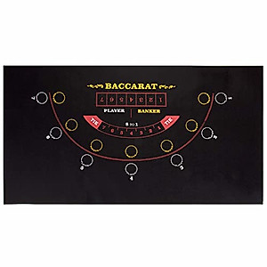 Brybelly Baccarat Casino Mini Felt | Convenient, Space-Saving 36" x 18" Roll-up Gambling Tabletop Mini Mat | Smooth, Black 2mm Mini-Felt for Coffee Table & Kitchen Table Gaming