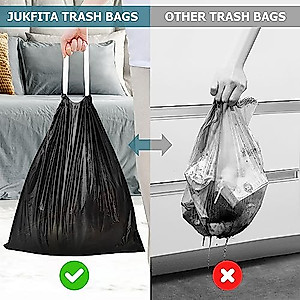 Small Trash Bags Drawstring, Extra Strong 4 Gallon Garbage Bags, Unscented Trash Bags fit Kitchen Bathroom Office Cat Litter, JUKFITA Trash Can Liners, Dark 60 Count