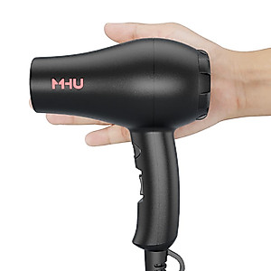 Mini Blow Dryer Ceramic Ionic 1000 Watts for Painting and Acrylic Pouring, Small Hair Dryer Compact and Lightweight for Kids and Travel, 2 Speed Settings and Cool Shot Plus Concentrator, Black