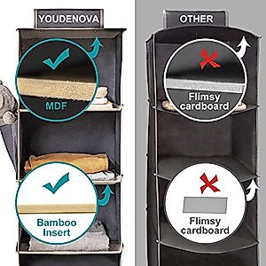 YOUDENOVA Hanging Closet Organizer, 6-Shelf & 4-Shelf Closet Hanging Storage Shelves, Black