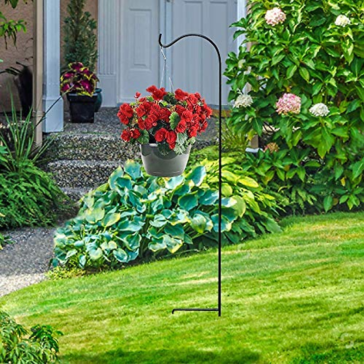 BEAU JARDIN 4 Pack Shepherd Hook 37 inch 2/5 inch Thick Premium Heavy Duty Rust Resistant Shepards Garden Outdoor Hanging Plants Hanger Light Lanterns Mason Jar Wind Chimes Wedding Black BG17401