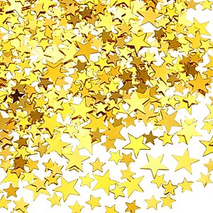 HESTYA 60g Star Confetti Glitter Table Confetti Metallic Foil Stars for Party Wedding Festival Decorations(Gold,10mm and 6mm)