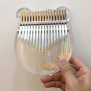 KIMI 17-Key Rainbow Bear Kalimba Thumb Piano Transparent Acrylic Material with Carry Bag
