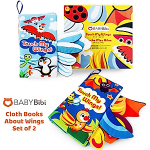 BabyBibi Touch My Wings Soft Crinkle Books for Babies - Touch and Feel Sensory Baby Sensory Toys to Help Early Development & Motor Skills - for Ages 0 Months+