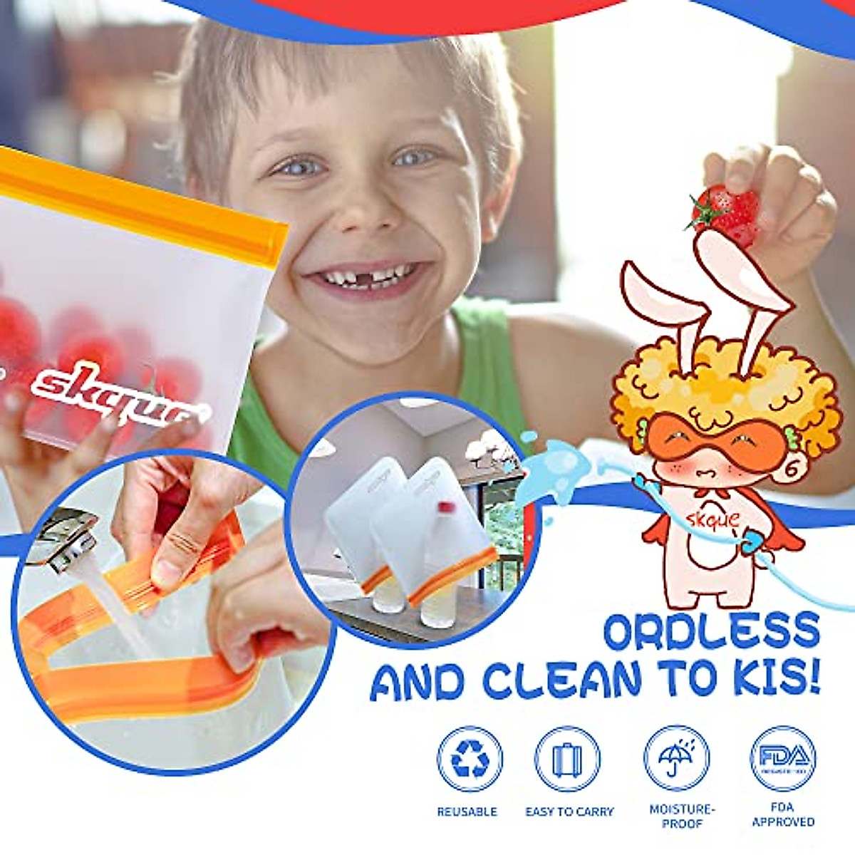 12 Pack Flat Ziplock Reusable Sandwich Snack Bags for Kids - 0.6mm EX-Thick BPA PHT PVC HM LaTeX Free, Odorless, PreClean, Leakproof (4 Gallon 4 Snack 4 Sandwich Bags) Silicone Food Storage Bags