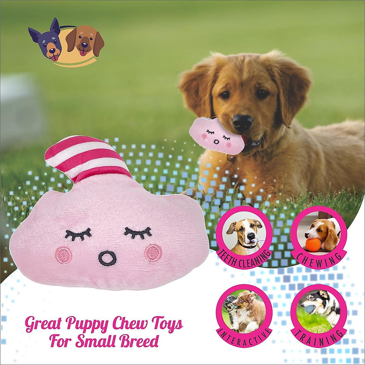 6 Pack Dog Toys, Doggie Toys Small Dogs, Toys for Puppies 0-6 Months, Best Puppy chew Toys for Teething (Pink)