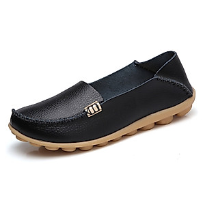 VenusCelia Women's Natural Comfort Walking Flat Loafer(7.5 M US,Black)