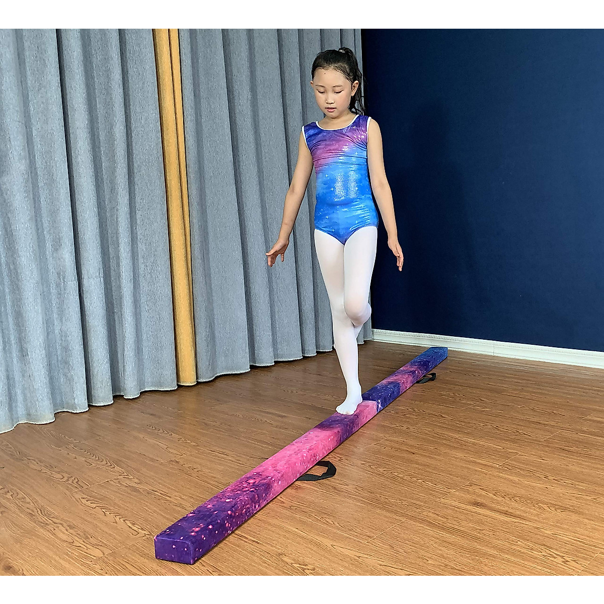 FC FUNCHEER 8FT Folding Balance Beam -Gymnastics Floor Beam - Gymnastics Equipment- Anti-Slip Bottom - Suede Cover - Carry Bag for Kids/Adults Home & Gym Center