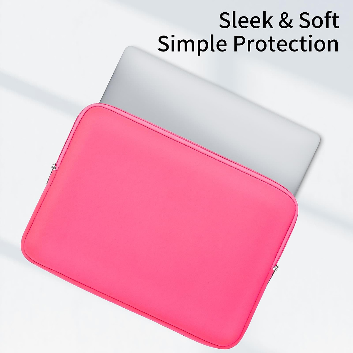 RAINYEAR 13 Inch Laptop Sleeve Compatible with 13.3" MacBook Air/Pro M1 M2 M3 M4 A3240 A3113 A2681 A2337 A1932 A2179 A2338 A1706 A1708 Carrying Computer Bag Protective Cover Case(Bright Pink)