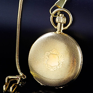 Alwesam Copper Mechanical Men's Pocket Watch Double Face Roman Numerals Hand Wind Pocket Watch with Chain&Box