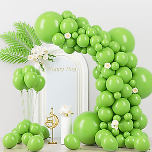 Voircoloria 130pcs Lime Green Balloons Different Sizes 18" 12" 10" 5" Light Green Balloons for Birthday Dinosaur Baby Shower St. Patrick's Day Summer Jungle Forest Safari Party Decorations