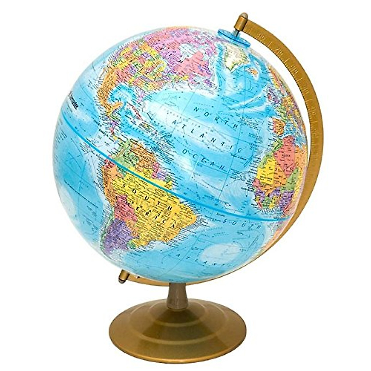 Globemaster 12" World Globe, Bright Blue Finish - American Made Quality. Educational Globe - Over 5,000 Place Names. Raised Relief with Metal Base/Meridian, by J. Thomas