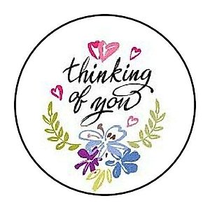 without brand Set of 48 Envelope Seals Labels Thinking of You Flowers 1.2" Round
