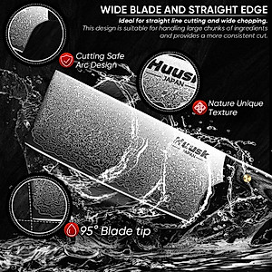 Huusk Damascus Cleaver Knife 7 inch, VG10 Butcher Knife for Meat Cutting, Kitchen Knife with Wood Handle for Chopper Vegetables Hand Forged Chooping Knife, Birthday Dad Mom Gift