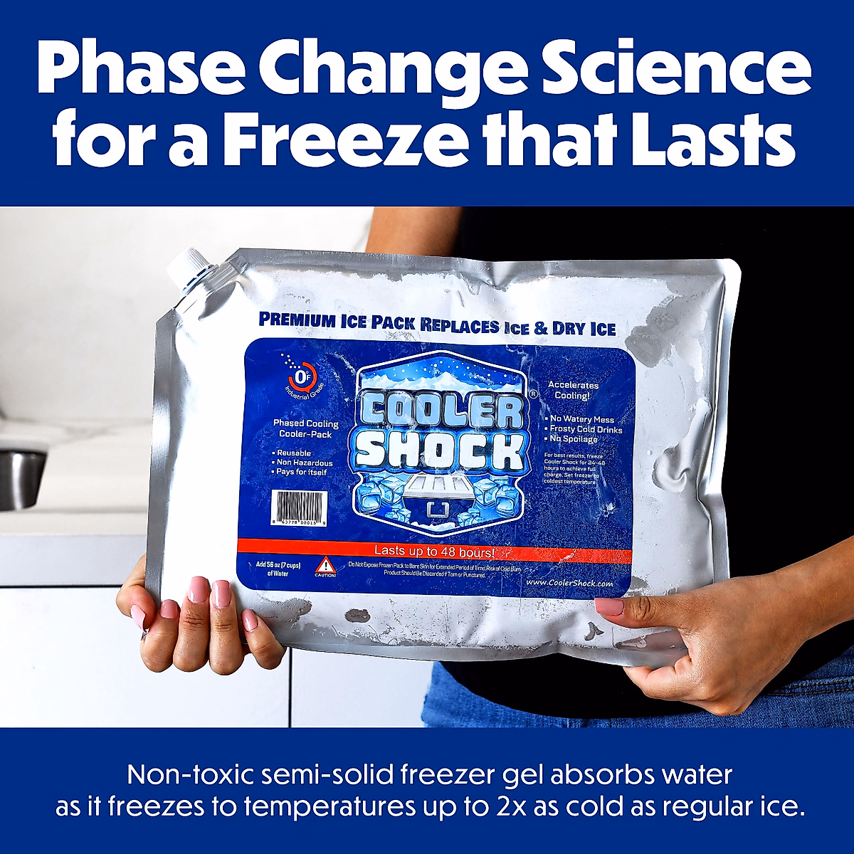 Cooler Shock Ice Packs for Cooler - Long Lasting Reusable Freezer Packs for Coolers - Cooler Ice Packs for Camping Gear, Fishing, Road Trips, Beach Must Haves, Large