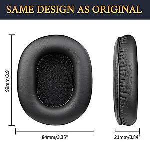 SOULWIT Earpads Replacement for Audio Technica ATH M50X M50XBT M50RD M40X M30X M20X MSR7 SX1 Monitor Headphones, Ear Pads Cushions with Softer Protein Leather, High-Density Memory Foam - Black