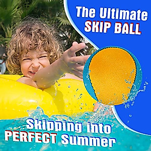 6 Pcs Water Jumping Ball 2 Inch Water Bouncing Ball Water Balls Water Skipping Beach Ball Beach Toys Pool Accessories for Boys Girls Gift Outdoor Games Activities Pool River Lake (Yellow, Sky Blue)