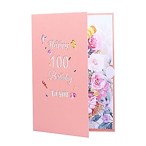 NAVWOD Happy 100th Birthday Card, 100th Birthday Cards for Women, 100th Birthday Gifts for Women, Happy Birthday Card, Pop Up Cards, Pop Up Cards Flowers for Women with Note.