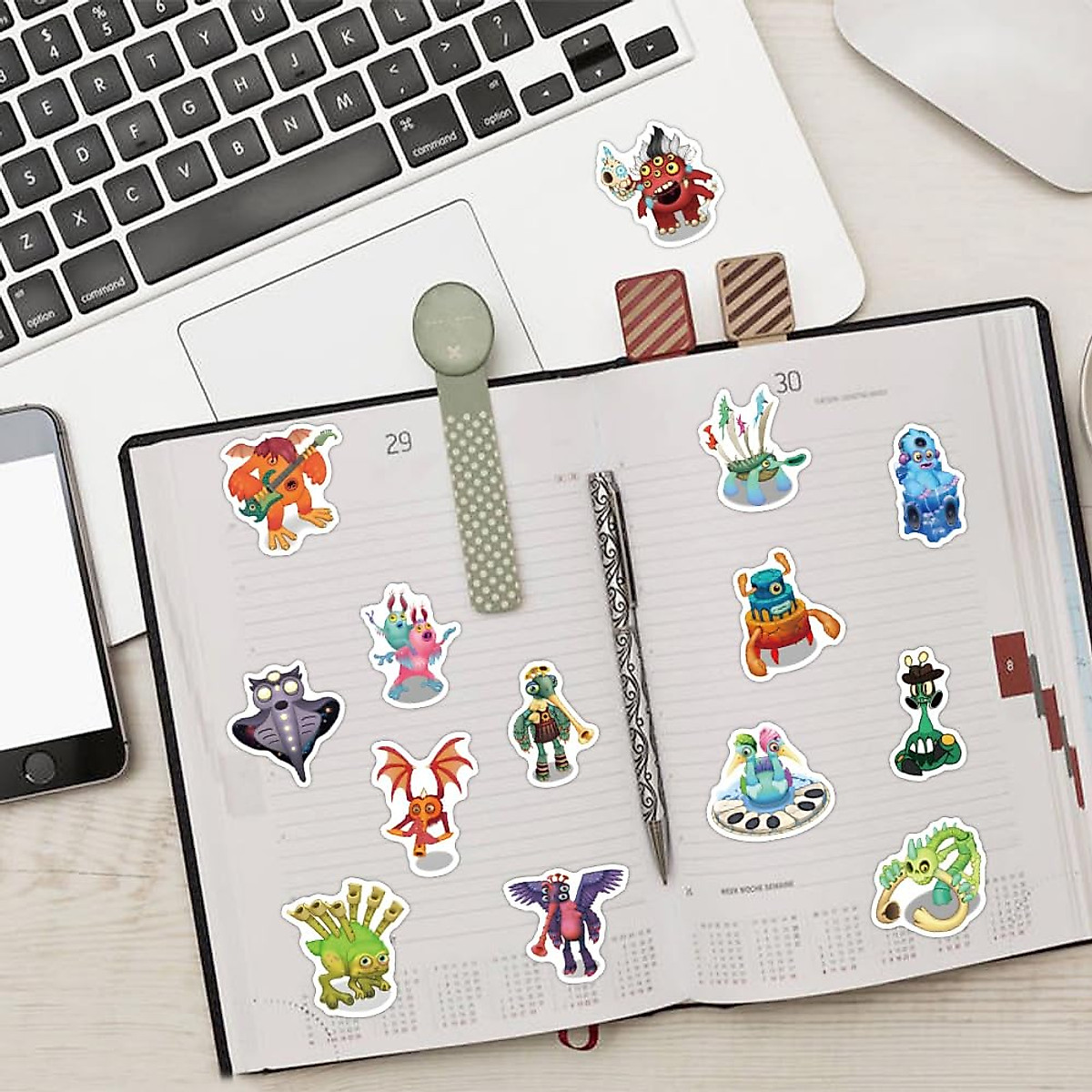 60PCS My Singing Monster Stickers My Singing Monsters Toys Vinyl Waterproof Stickers for Laptop,Bumper,Skateboard,Water Bottles,Computer,Phone, for Kids,Teens,Adult