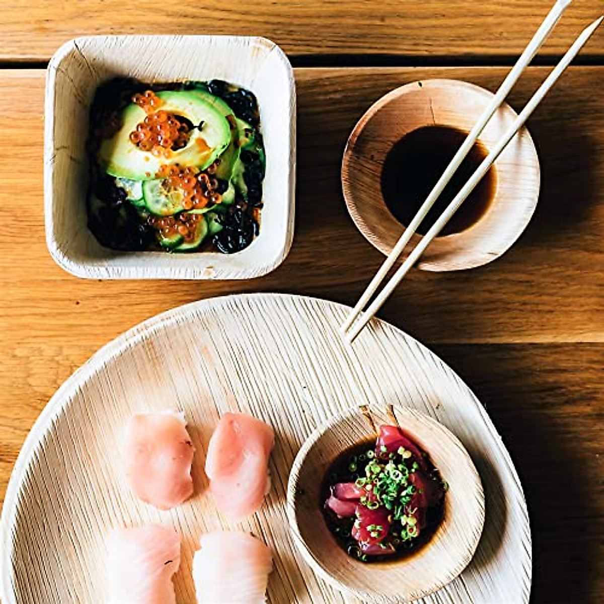 brheez Palm Leaf Bowls 4 Inch - 25 Pack - Eco Friendly, Compostable & Biodegradable – Elegant Bamboo Look Disposable Bowls are Heavy Duty and More Environmentally Friendly than Paper Bowls